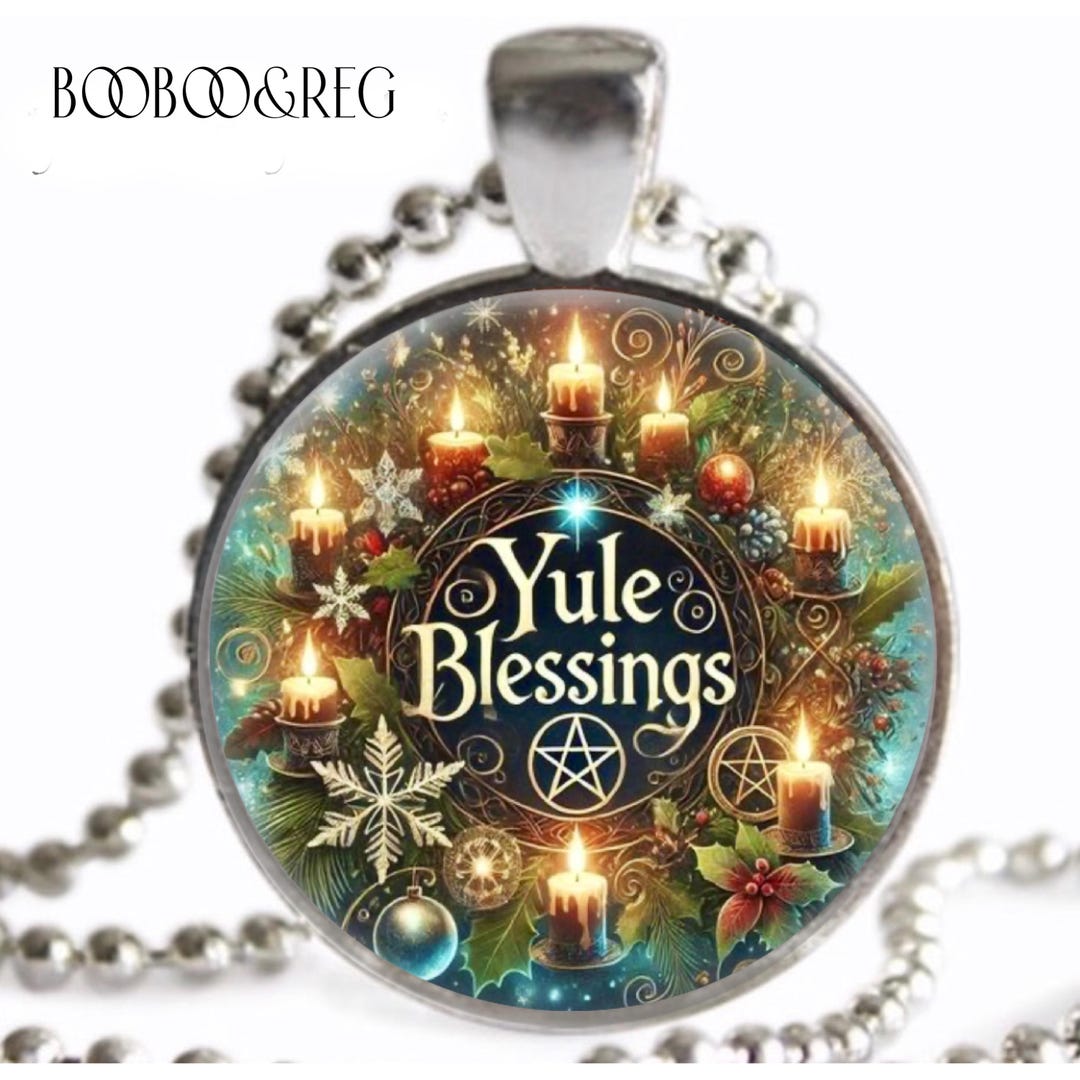 Yule NECKLACE: Pagan Wiccan Pentacle Winter Solstice Christmas Art ...