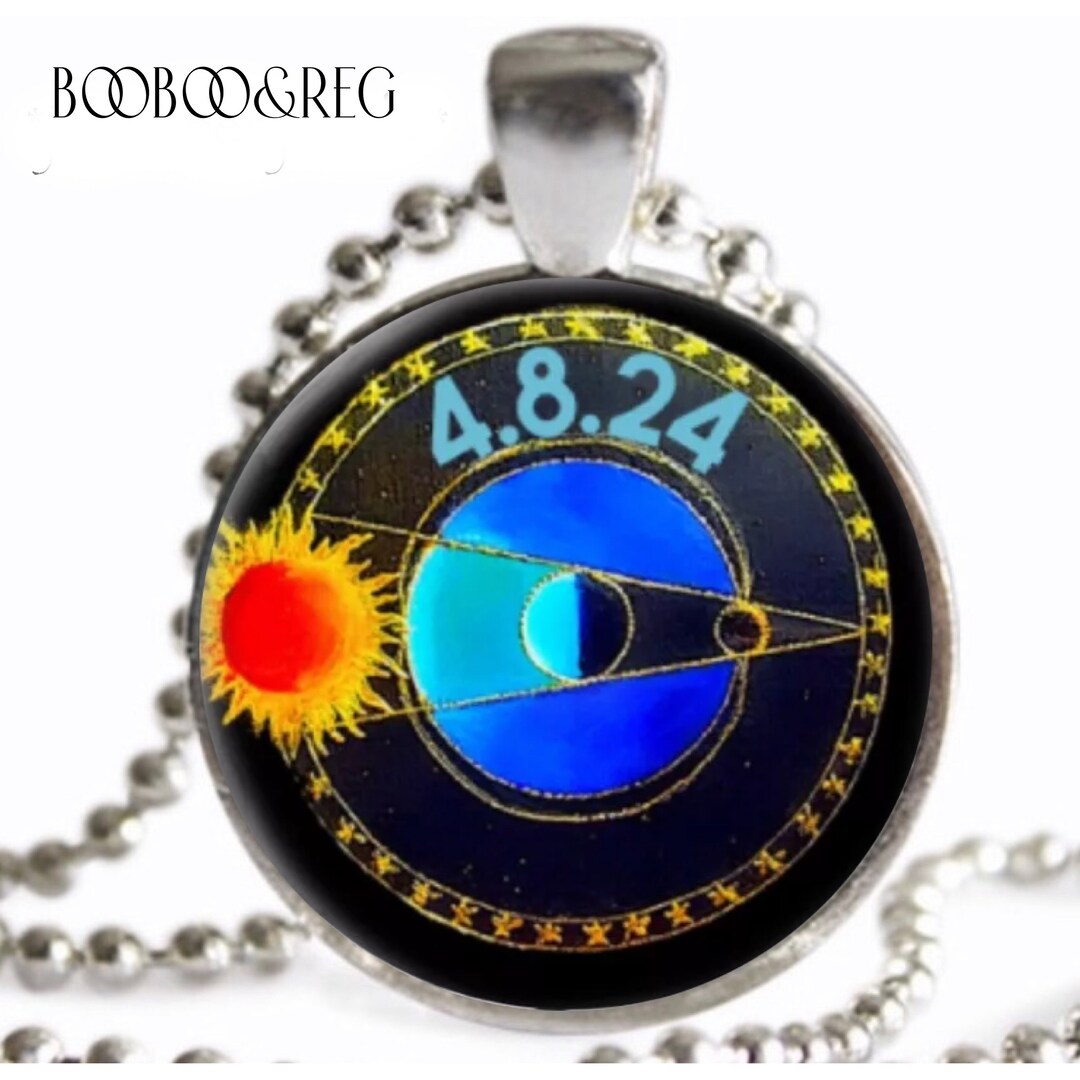 Total Solar Eclipse Souvenir Necklace April 8 2024 Glicee Art Print ...