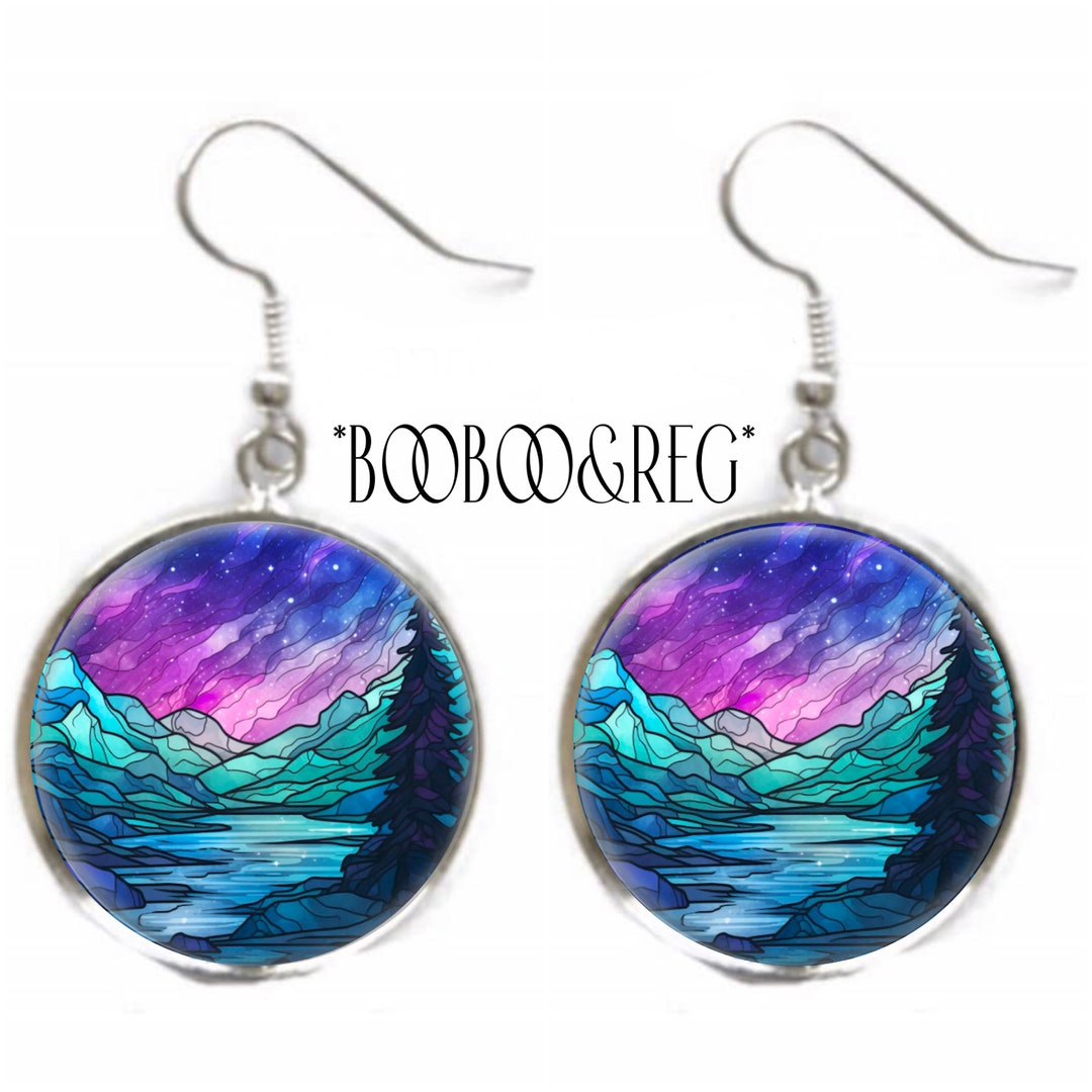 Northern Lights Earrings FAUX Stained Glass Earrings Aurora Borealis ...