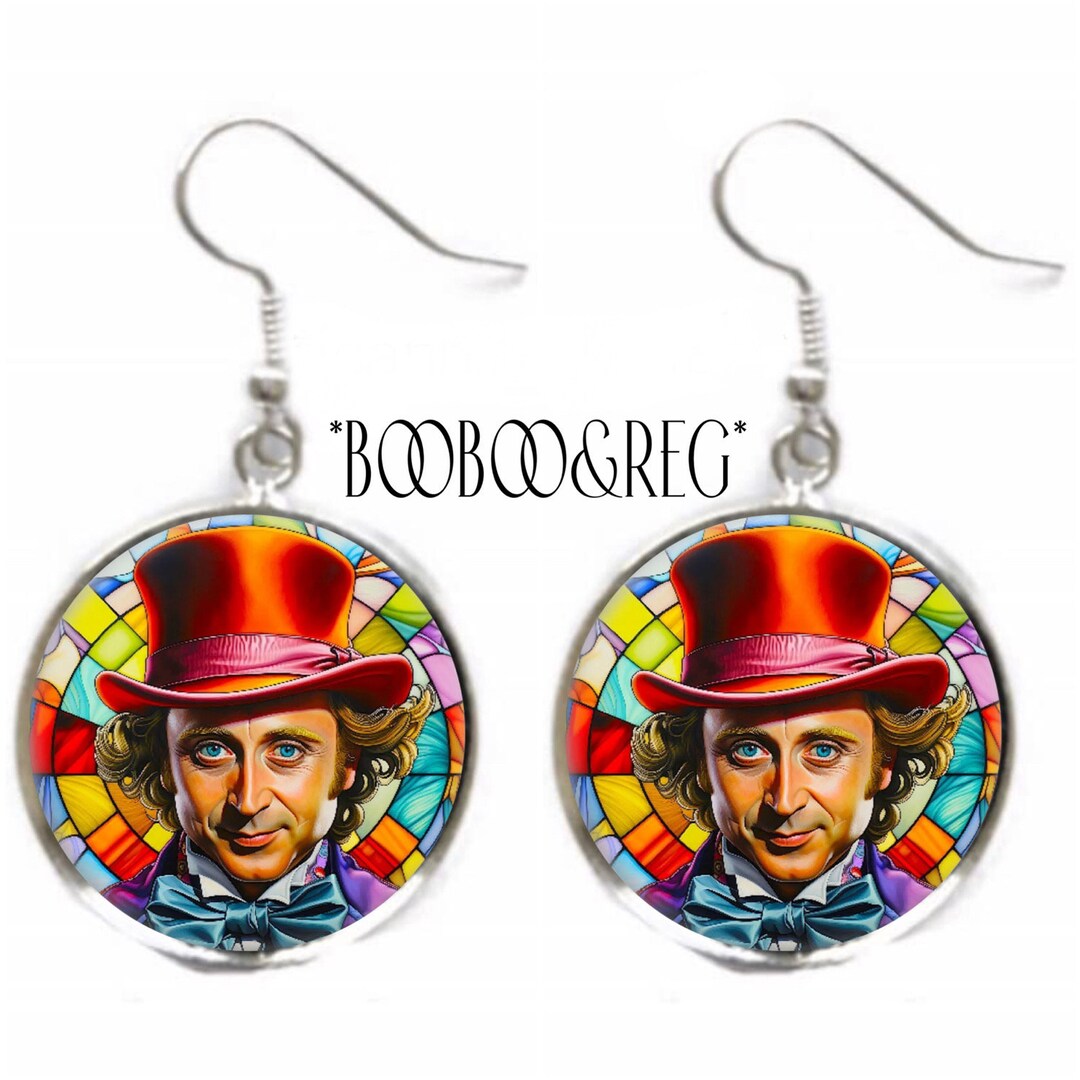Willy Wonka Earrings: Charlie and the Chocolate Factory, Faux Stained ...