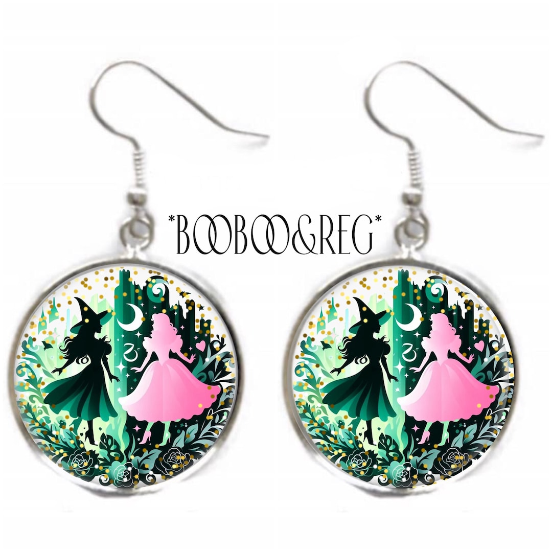 Wicked Earrings: Best Friends Glinda & Elphaba Art Print Earrings ...