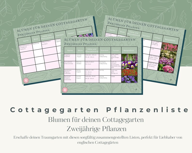 Printable Plant List for the Cottage Garden - Biennial Plants - Etsy