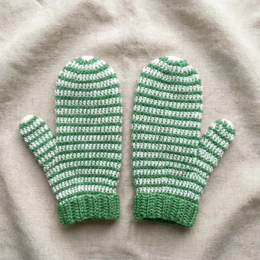 Crochet Mitten Pattern • Striped Winter Gloves Tutorial (digital ...