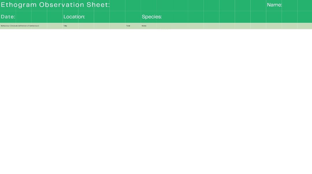 Printable Ethogram Observation Sheet | Animal Behaviour Research | PDF ...