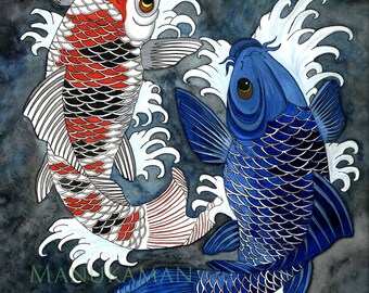 Koi fish print | Etsy