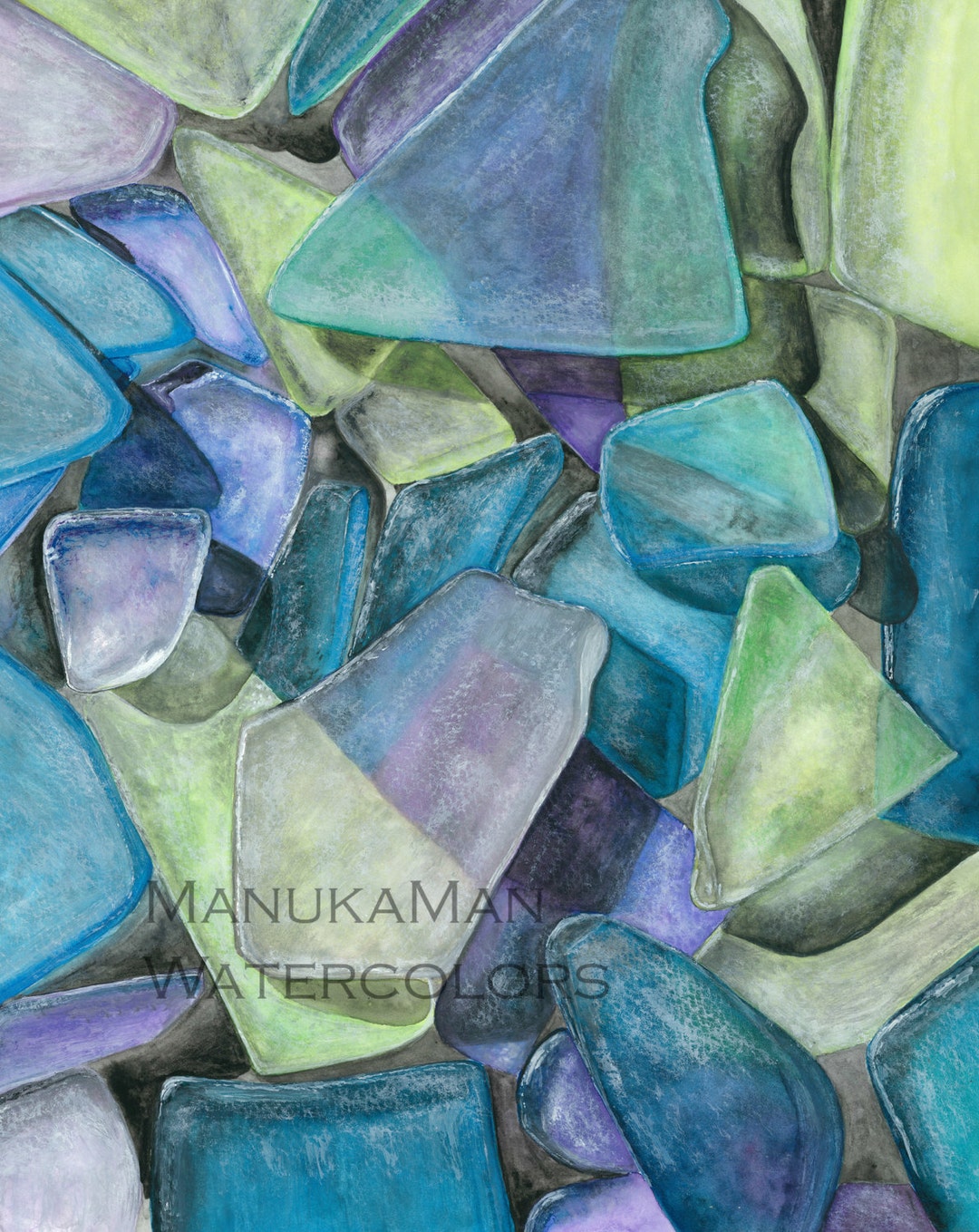 Cape Cod Seaglass Study Number 2. Watercolor by Damon Crook. Signed ...