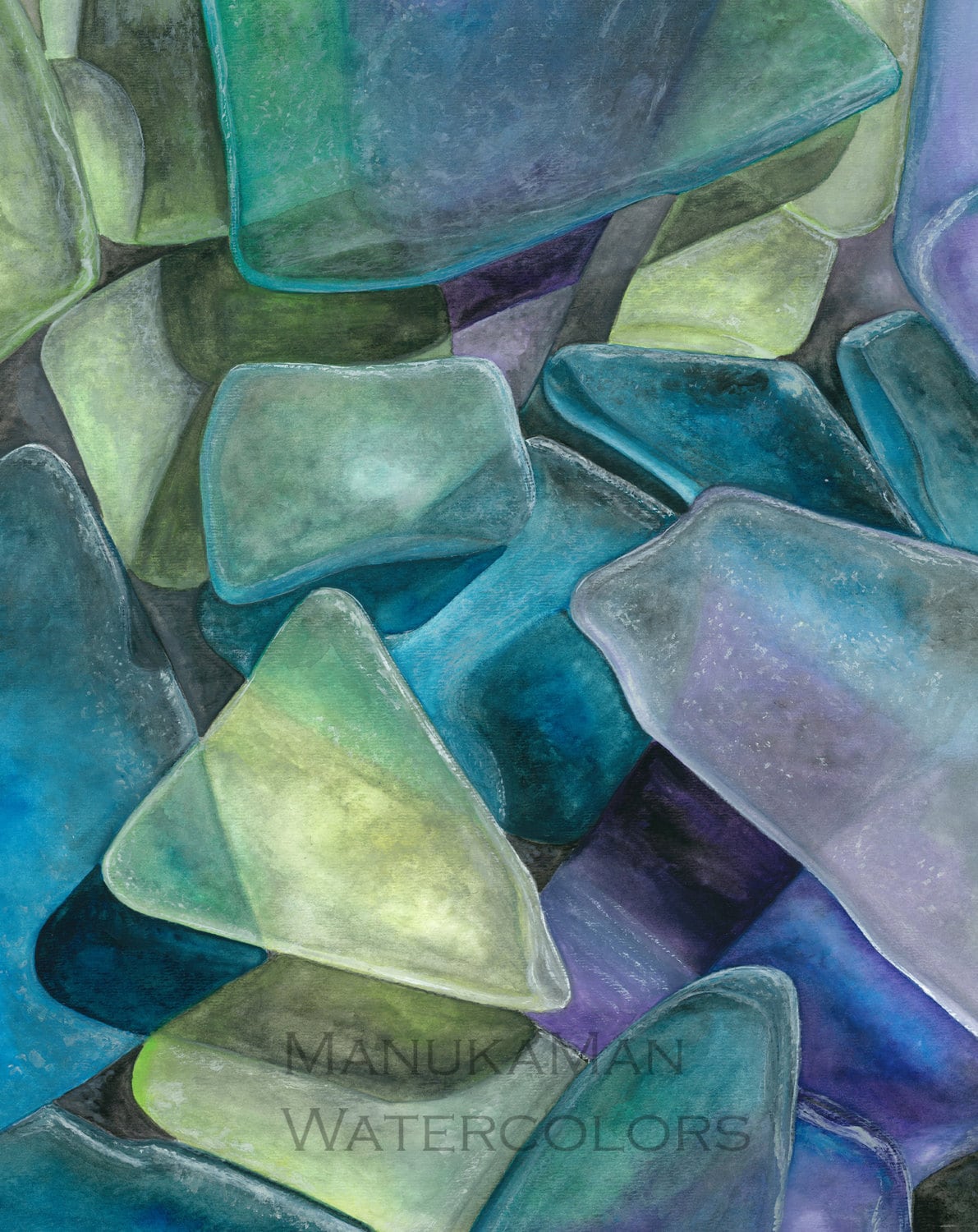 Cape Cod Sea Glass Study Number 1 -watercolor by Damon Crook (print ...