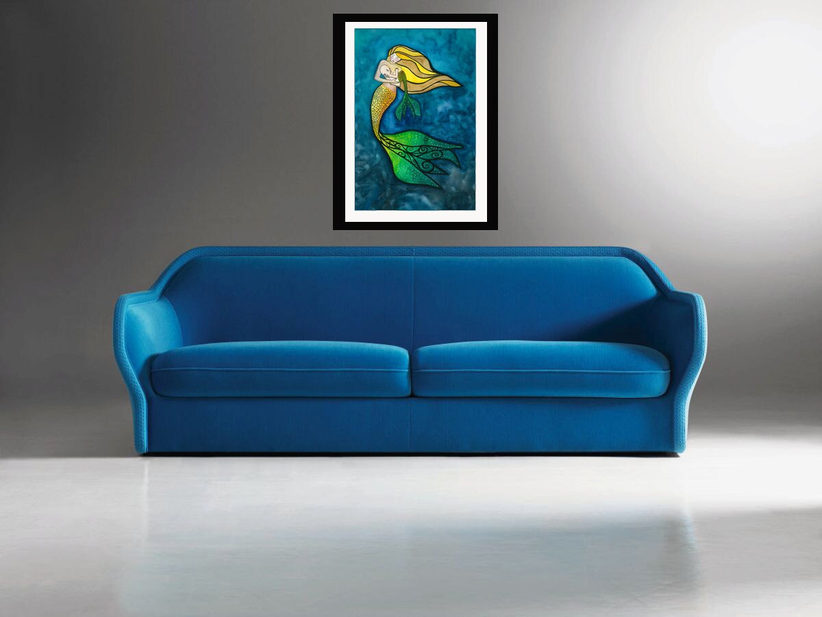 Mermaid and Child Watercolor Print by Damon Crook (sized for 11 X 14 ...