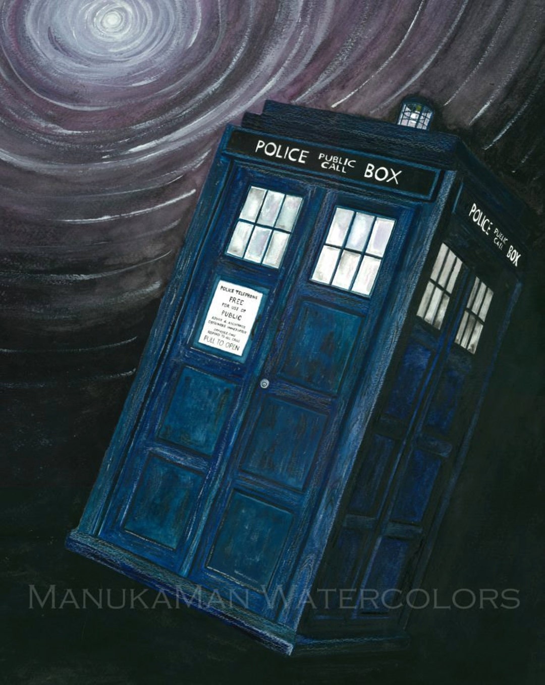 DR WHO Tardis in Vortex. Watercolor by Damon Crook (print Sized for 11 ...