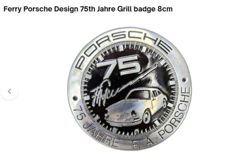 Vintage Ferry Porsche Design 75th Jahre Grill Badge 8cm Placca Plakette ...