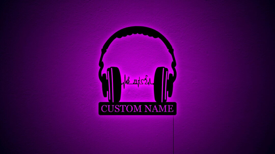 Custom DJ Headphone Music Wood Wall Art With Led Lights-personalized ...