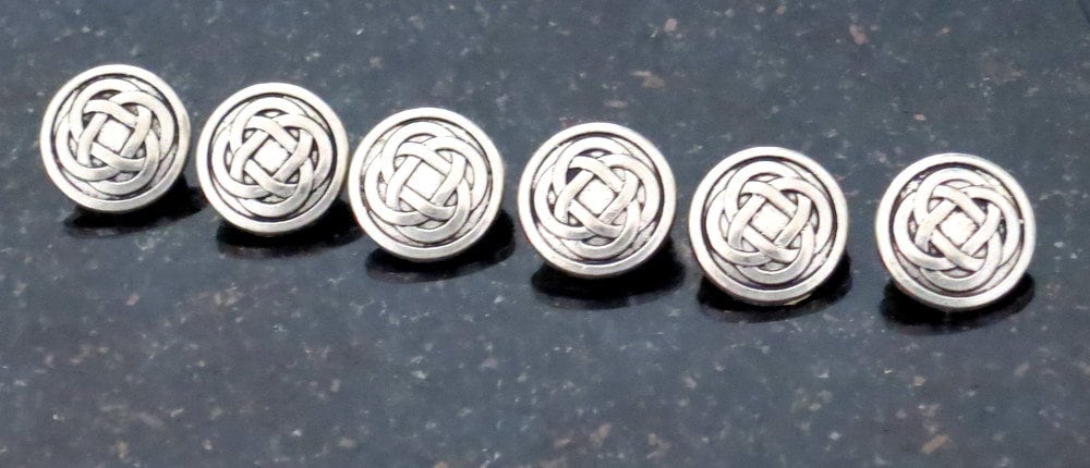 6 Silver Colored Metal Buttons Celtic Knot Gaelic Irish Ireland Buttons ...