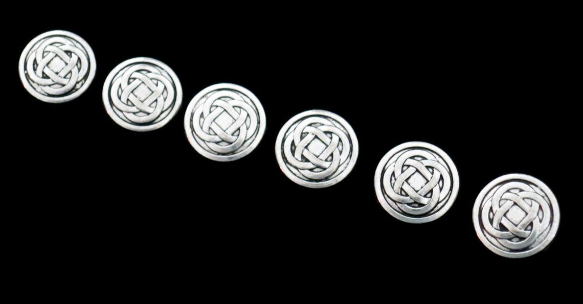 6 Silver Colored Metal Buttons Celtic Knot Gaelic Irish Ireland Buttons ...