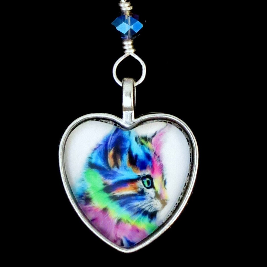 Kitty Cat Key Ring Heart Cat Super Colorful and Dynamically Adorable ...