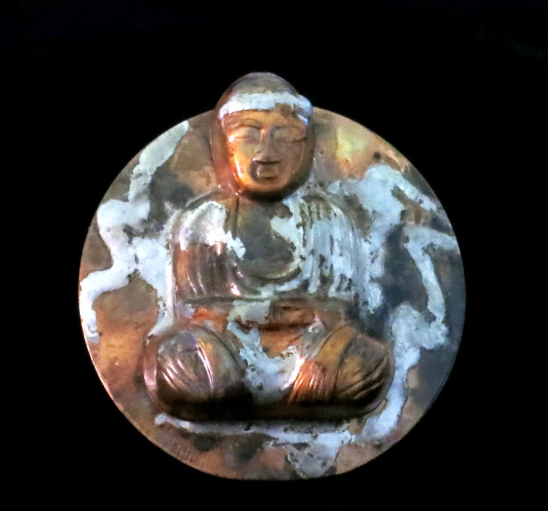 Copper Buddha Buddah Pin Brooch Copper With Silver Painted Accents Very ...