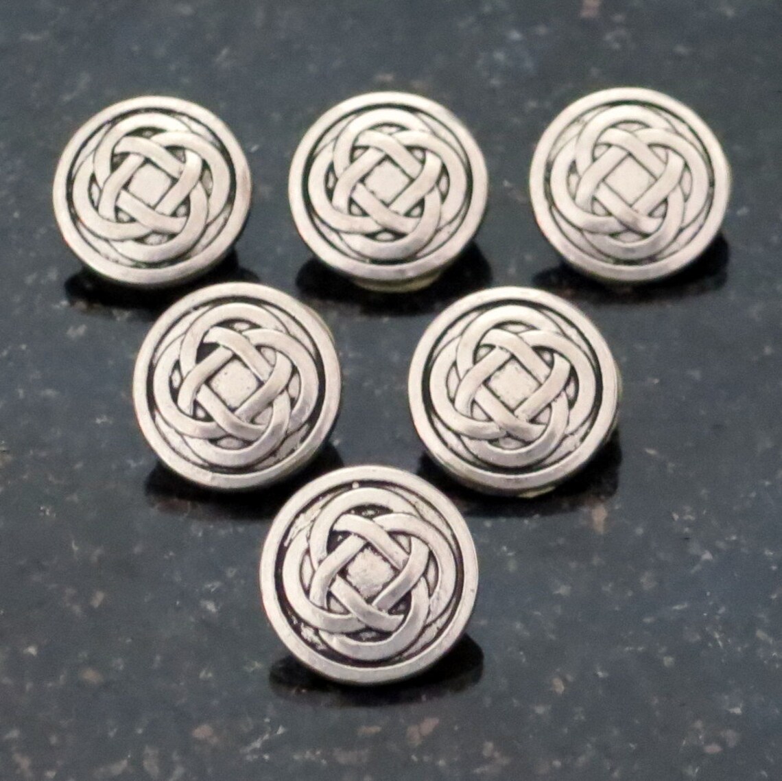 6 Silver Colored Metal Buttons Celtic Knot Gaelic Irish Ireland Buttons ...