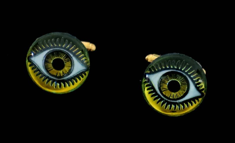 Hand Painted Brilliant Green Eye Cufflinks Mini Works Art - Etsy