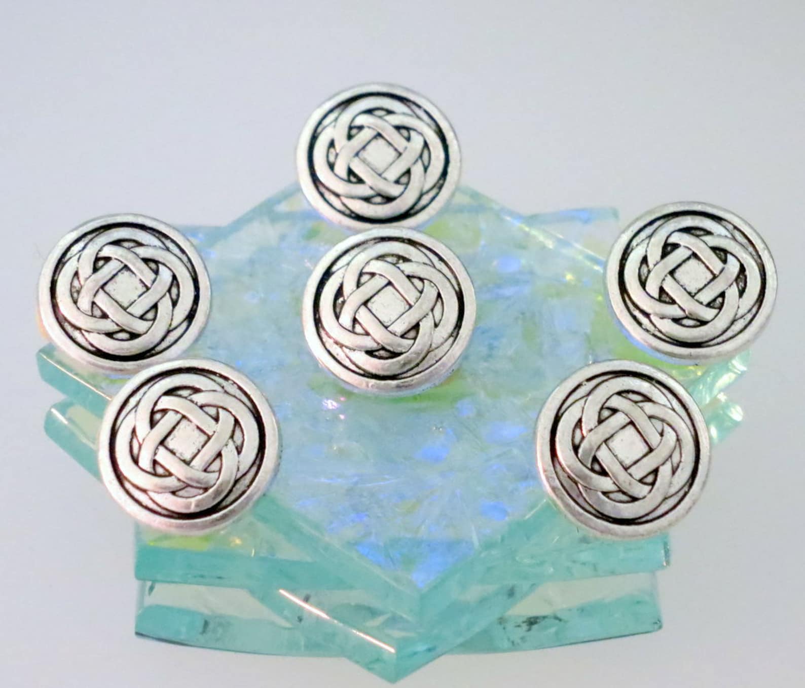 6 Silver Colored Metal Buttons Celtic Knot Gaelic Irish Ireland Buttons ...
