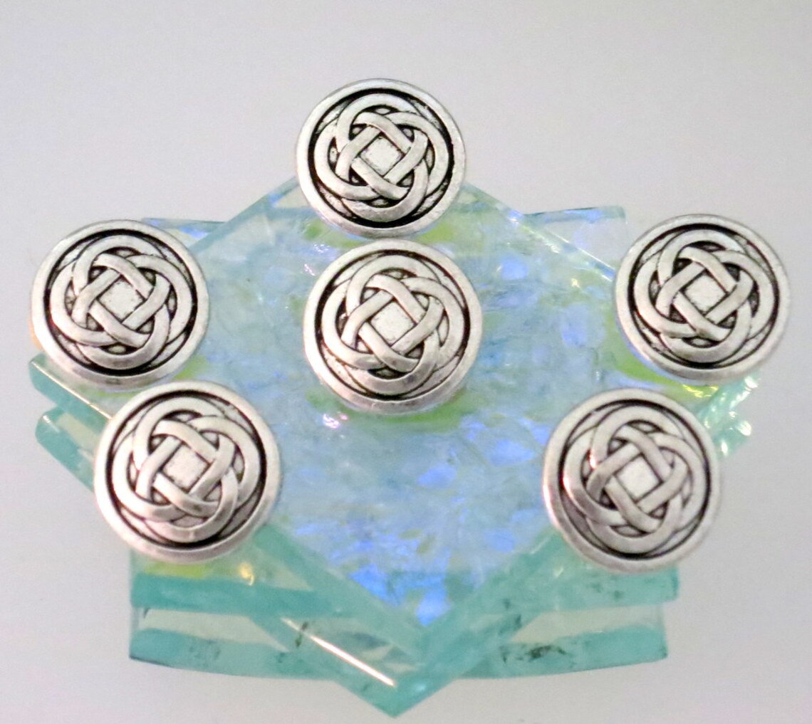 6 Silver Colored Metal Buttons Celtic Knot Gaelic Irish Ireland Buttons ...