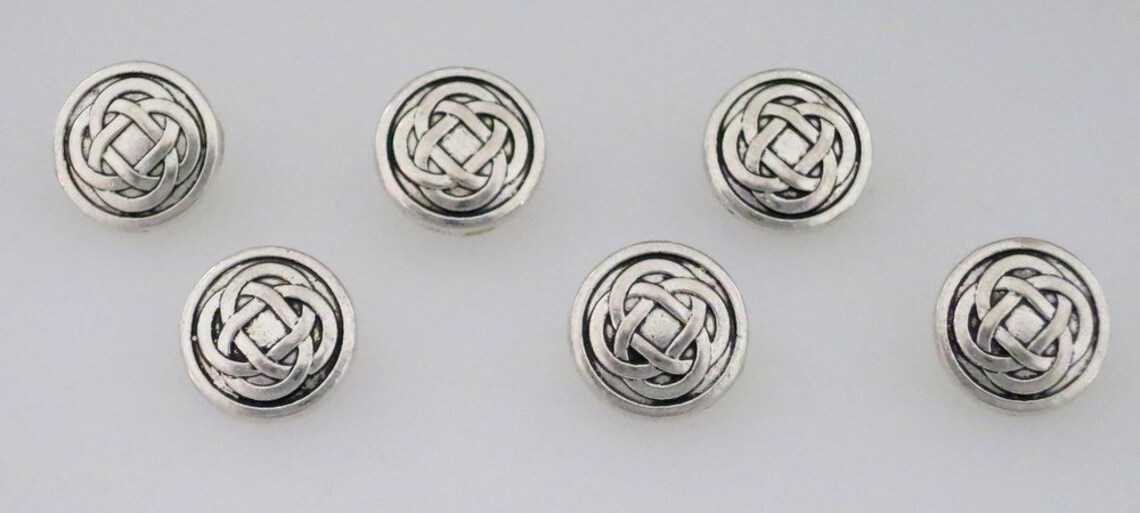 6 Silver Colored Metal Buttons Celtic Knot Gaelic Irish Ireland Buttons ...