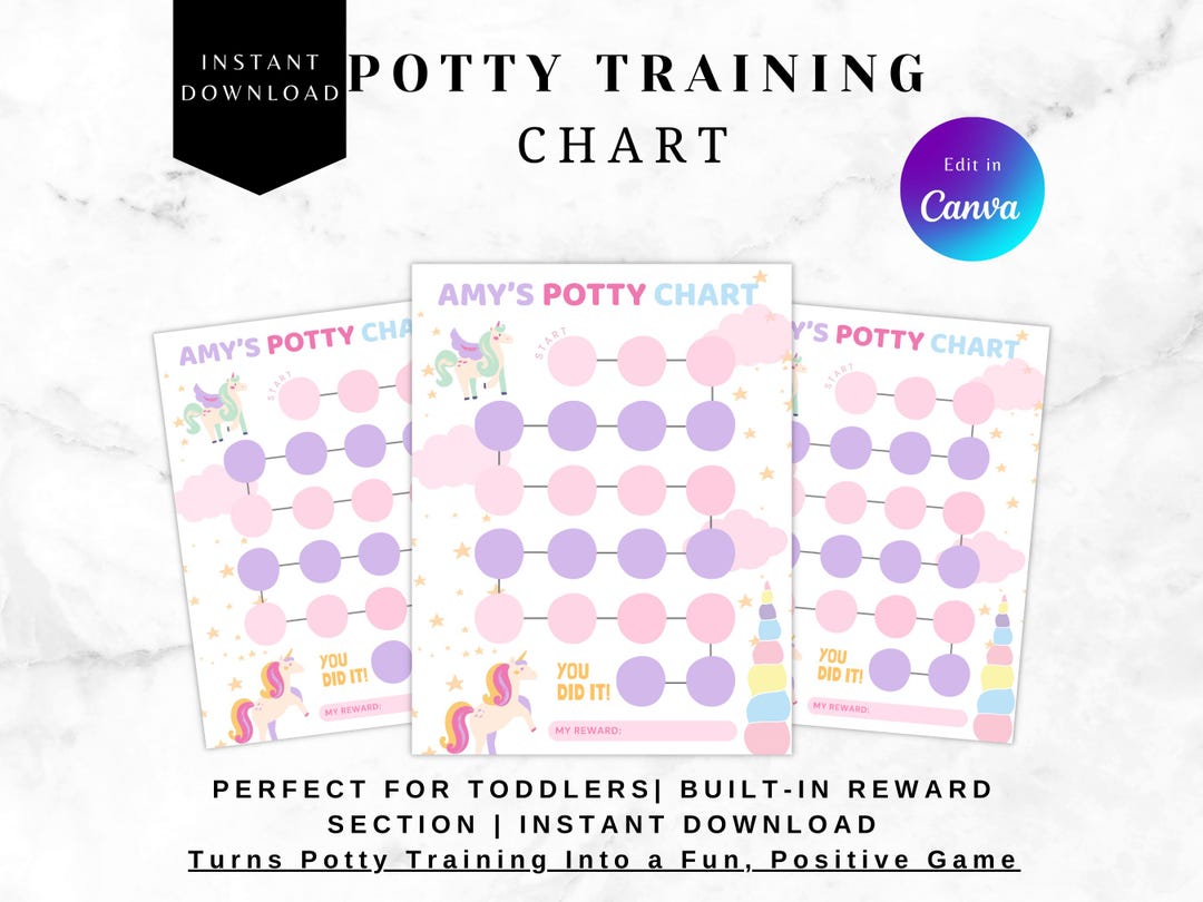Unicorn Potty Training Chart for Girls | Reward Tracker (printable PDF ...