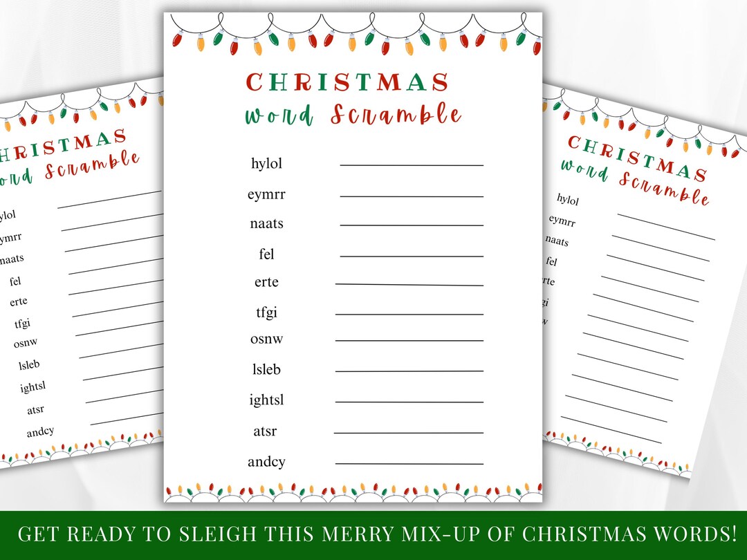 Christmas Word Scramble Game | Printable Xmas Party Activity (PDF) - Etsy