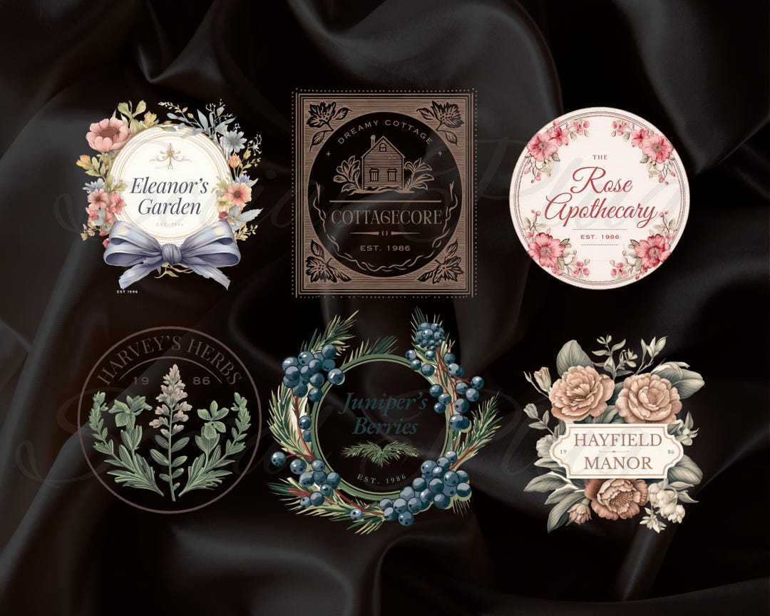 Cottagecore Logo Bundle | 6 Vintage Floral Logos | Canva Editable ...