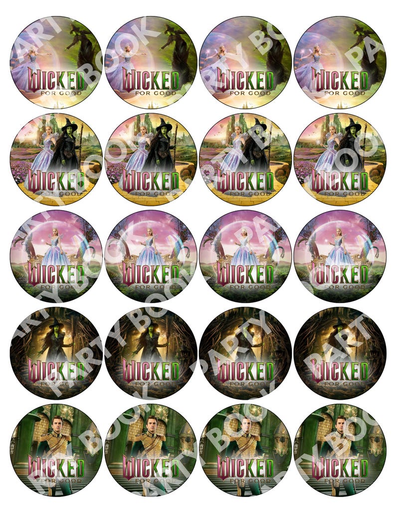 Wicked for Good Cupcake Toppers Printable | 5 Designs Included | Ready ...