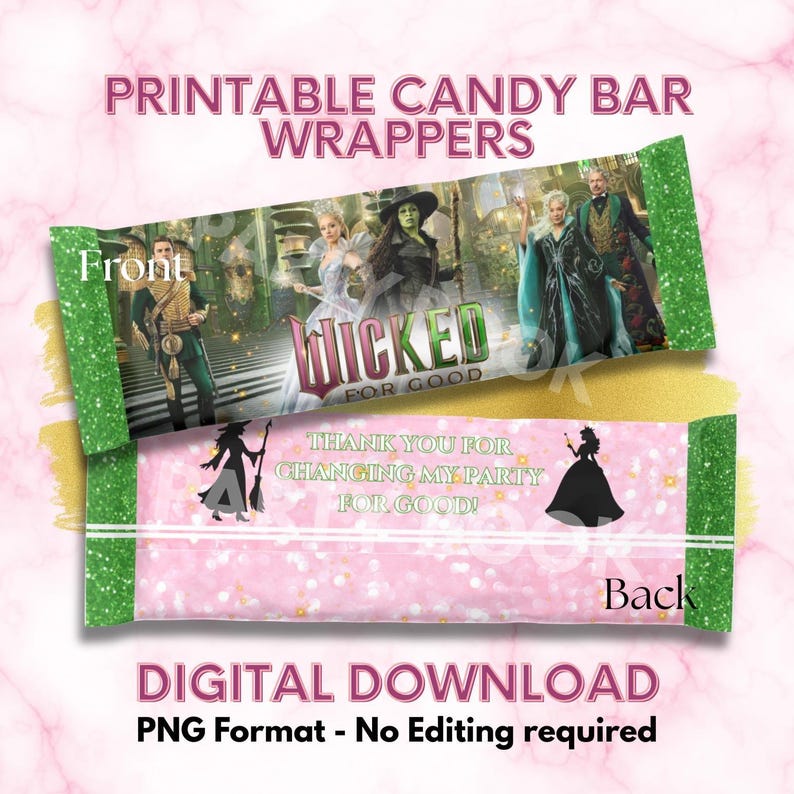 Wicked 2 Candy Bar Wrapper PNG | Chocolate Wrapper Printable | for Good ...