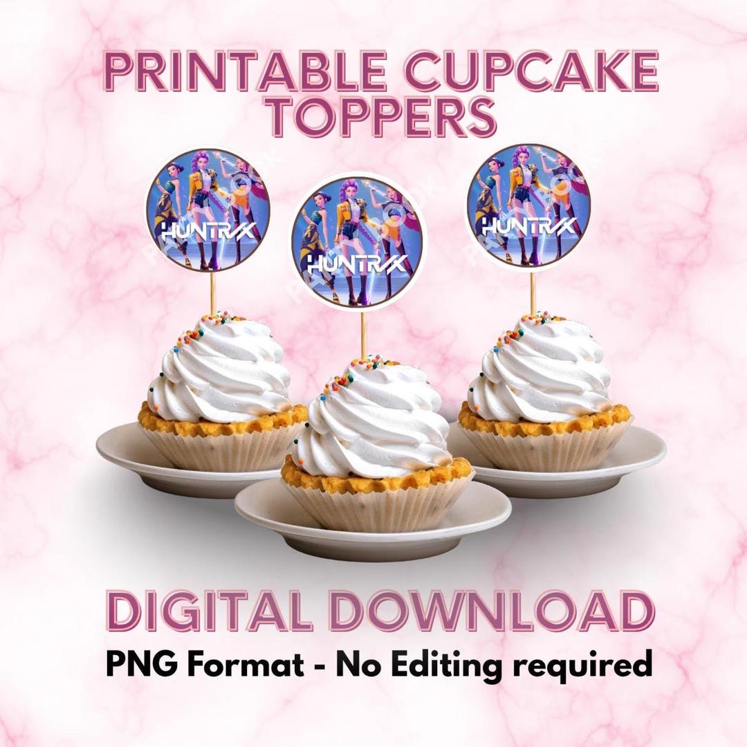 Huntrix Cupcake Toppers PNG | Kpop Demon Hunters Party Decor ...
