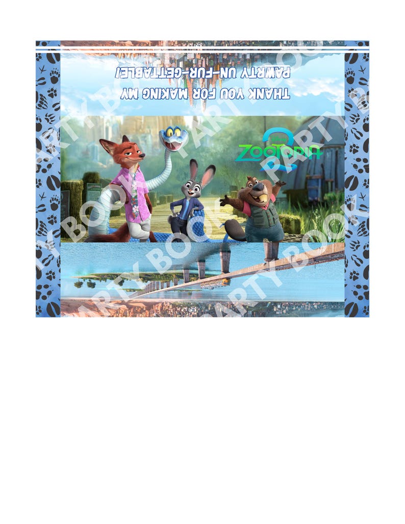 Zootopia 2 Candy Bar Wrapper PNG | Chocolate Wrap Printable | Party ...