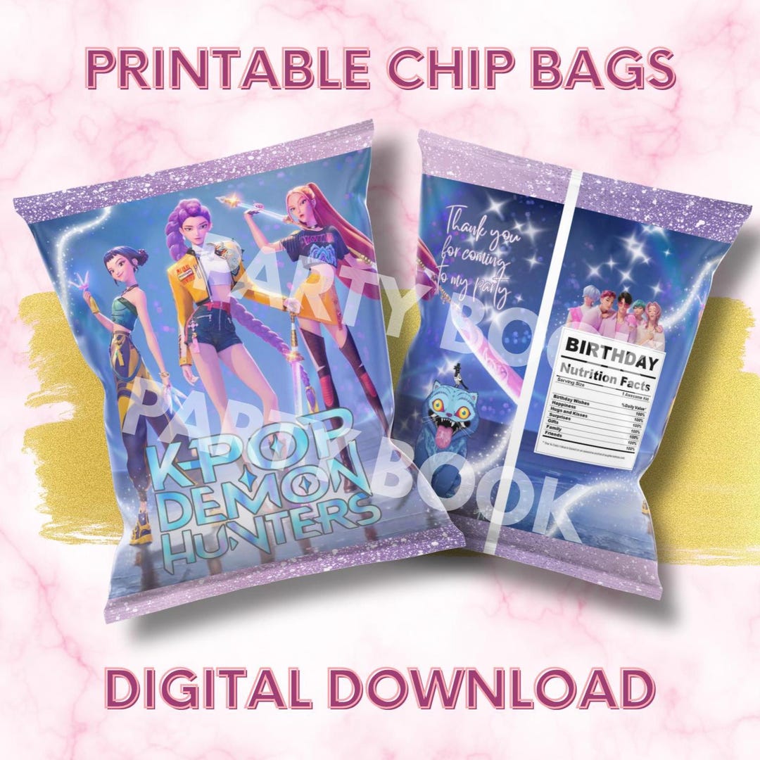 Kpop Demon Hunters Chip Bag PNG | Huntrix Party Favor | Digital ...