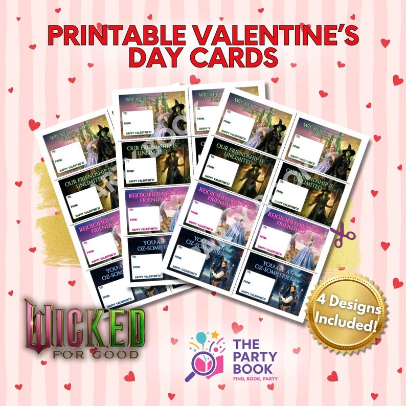 Wicked Valentines Cards PNG Printable | Wicked for Good Cards | Digital ...