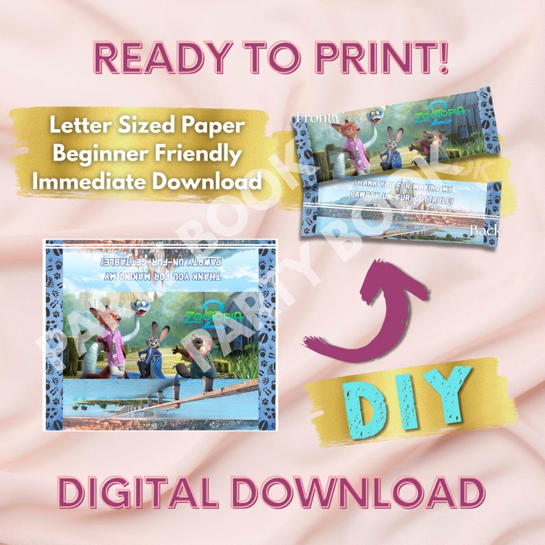 Zootopia 2 Candy Bar Wrapper PNG | Chocolate Wrap Printable | Party ...