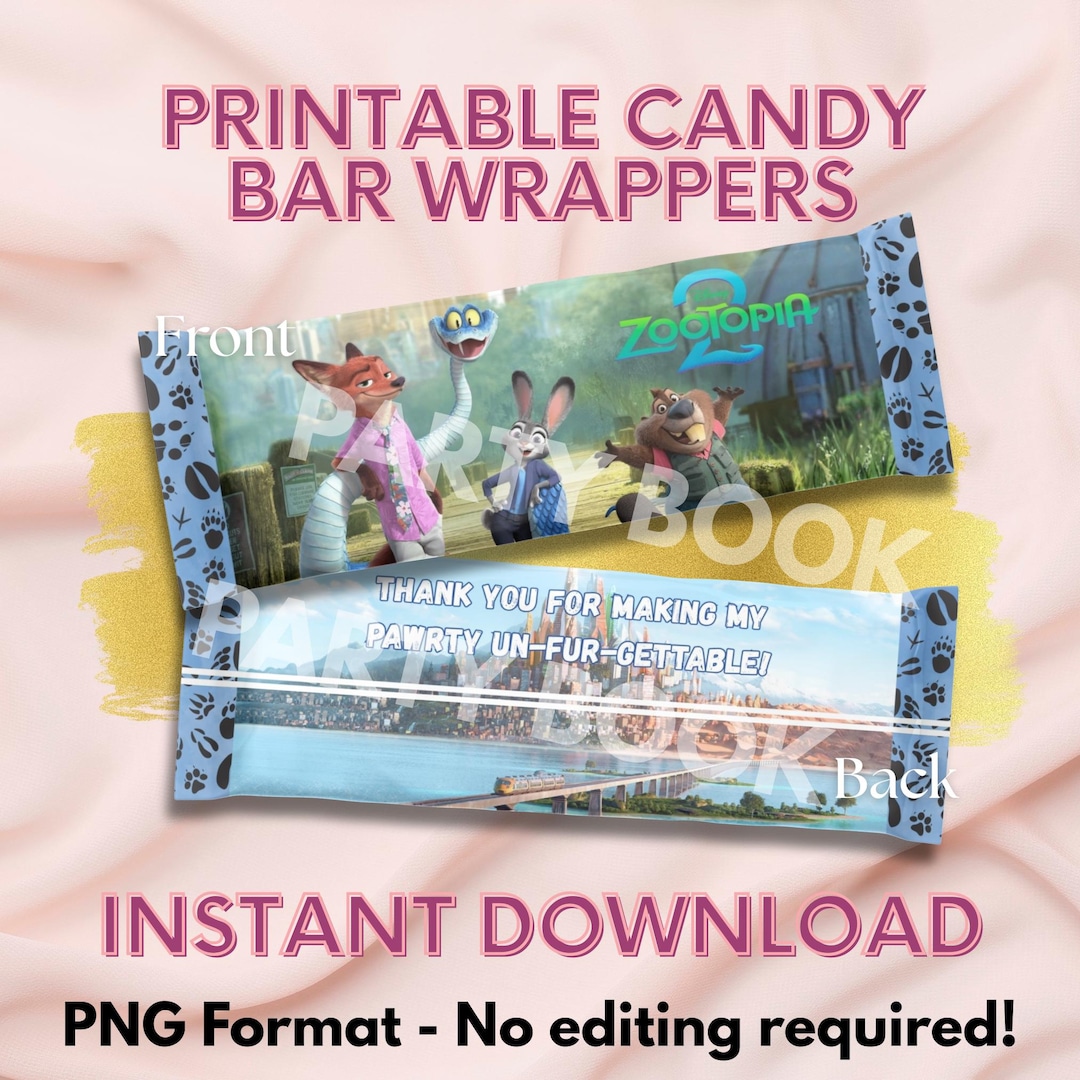 Zootopia 2 Candy Bar Wrapper PNG | Chocolate Wrap Printable | Party ...