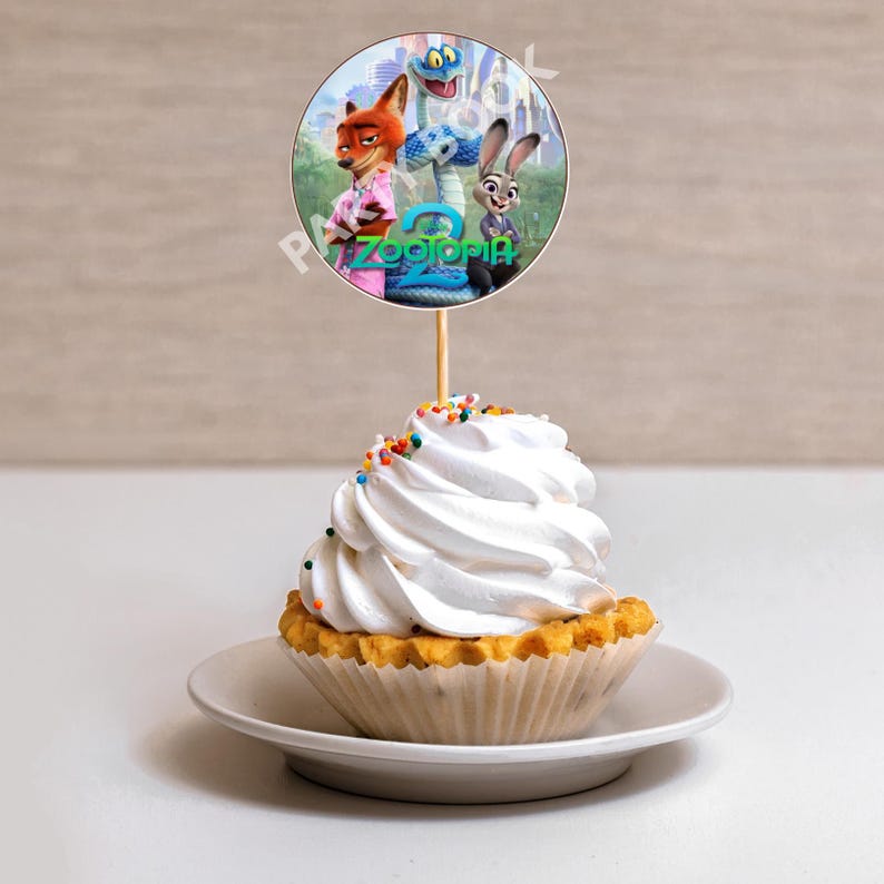 Zootopia 2 Cupcake Toppers Printable | US Letter and A4 | 4 Designs ...