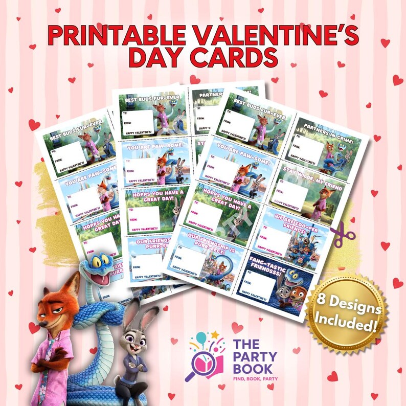 Zootopia 2 Valentines Cards PNG Printable | Judy and Nick Cards ...