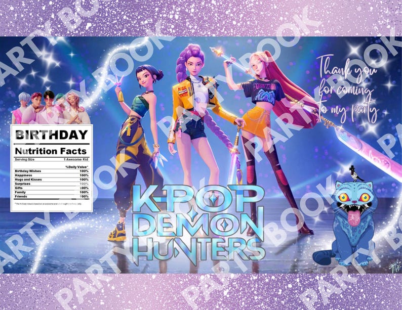 Kpop Demon Hunters Chip Bag PNG | Huntrix Party Favor | Digital Printable Snack Wrapper ...