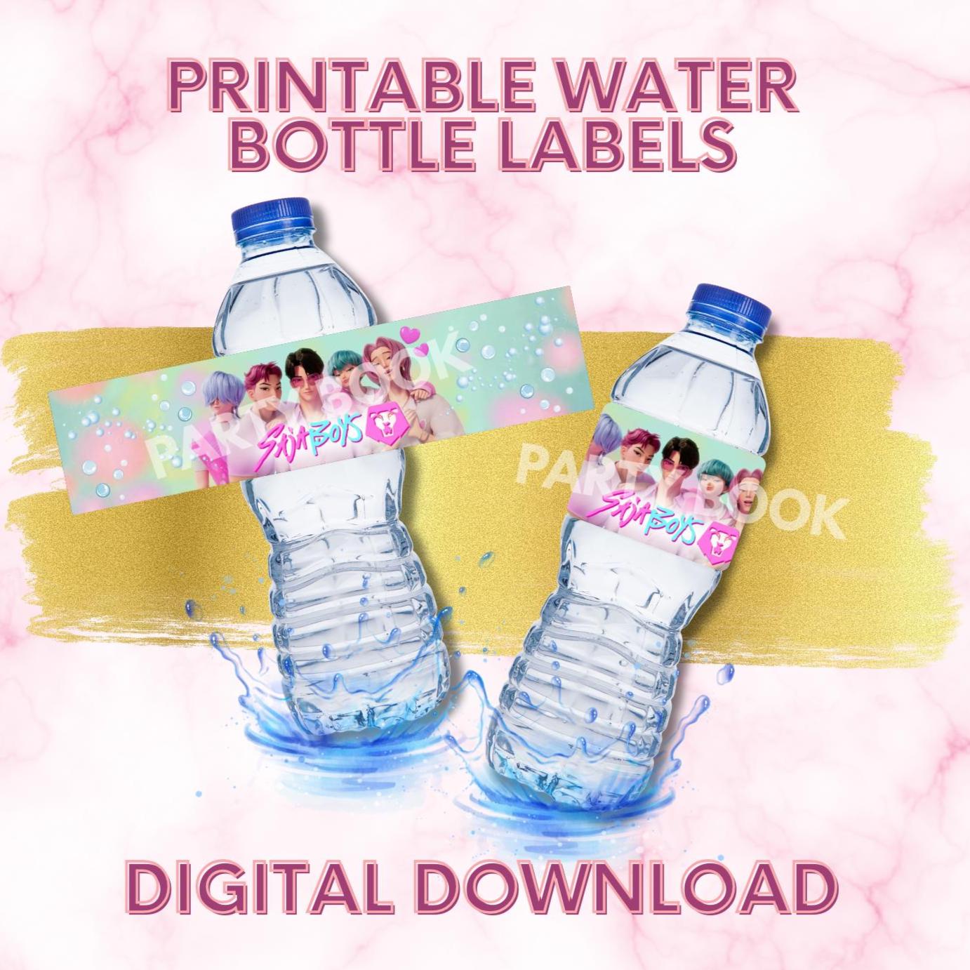 Saja Boys Water Bottle Label PNG | Printable Party Favor | 16oz Bottle ...