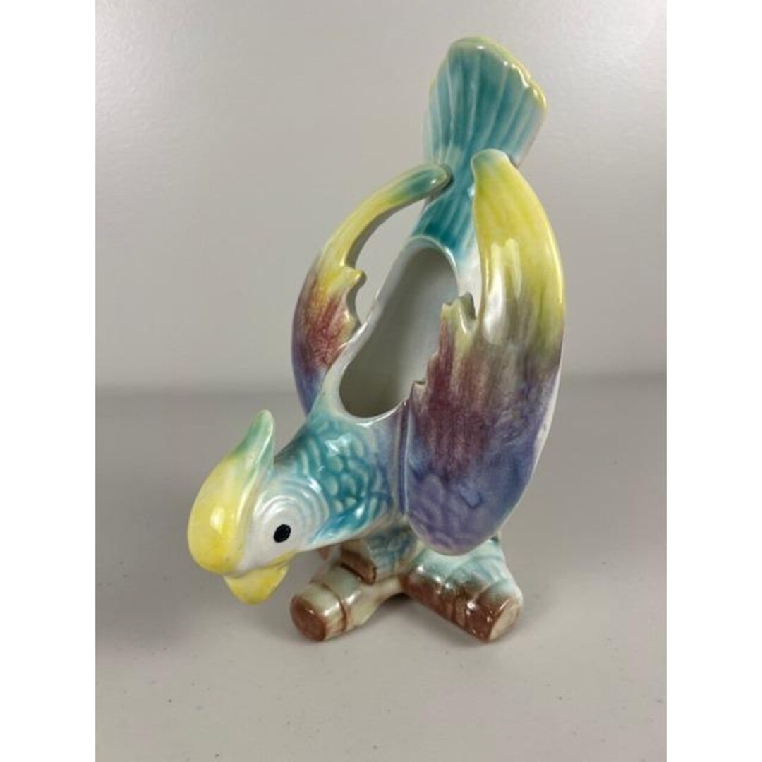 Vintage Ceramic Cockatiel Parrot Pocket Planter Tropical Morton Pottery ...