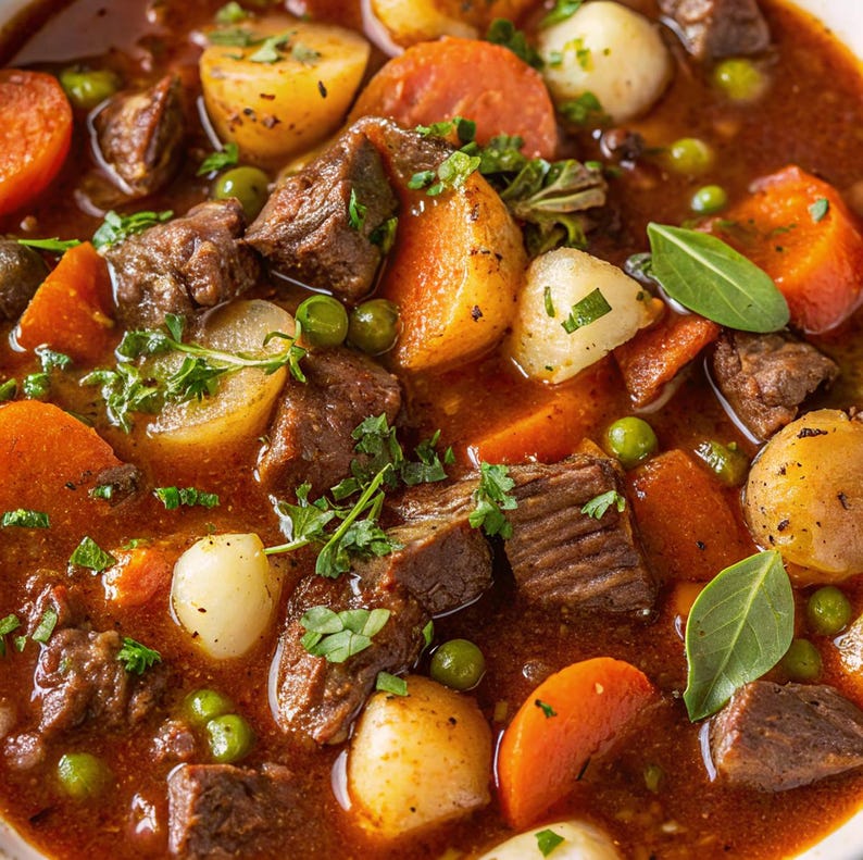 Classic Beef Stew Recipe With Vegetables and Red Wine Comfort Food - Etsy