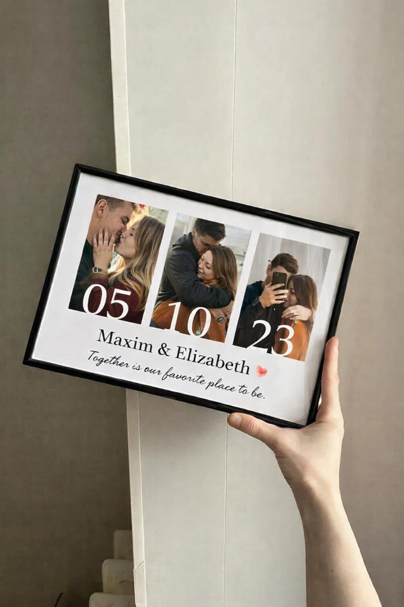 Personalized Anniversary Date Photo Frame,custom Couple Collage Picture ...