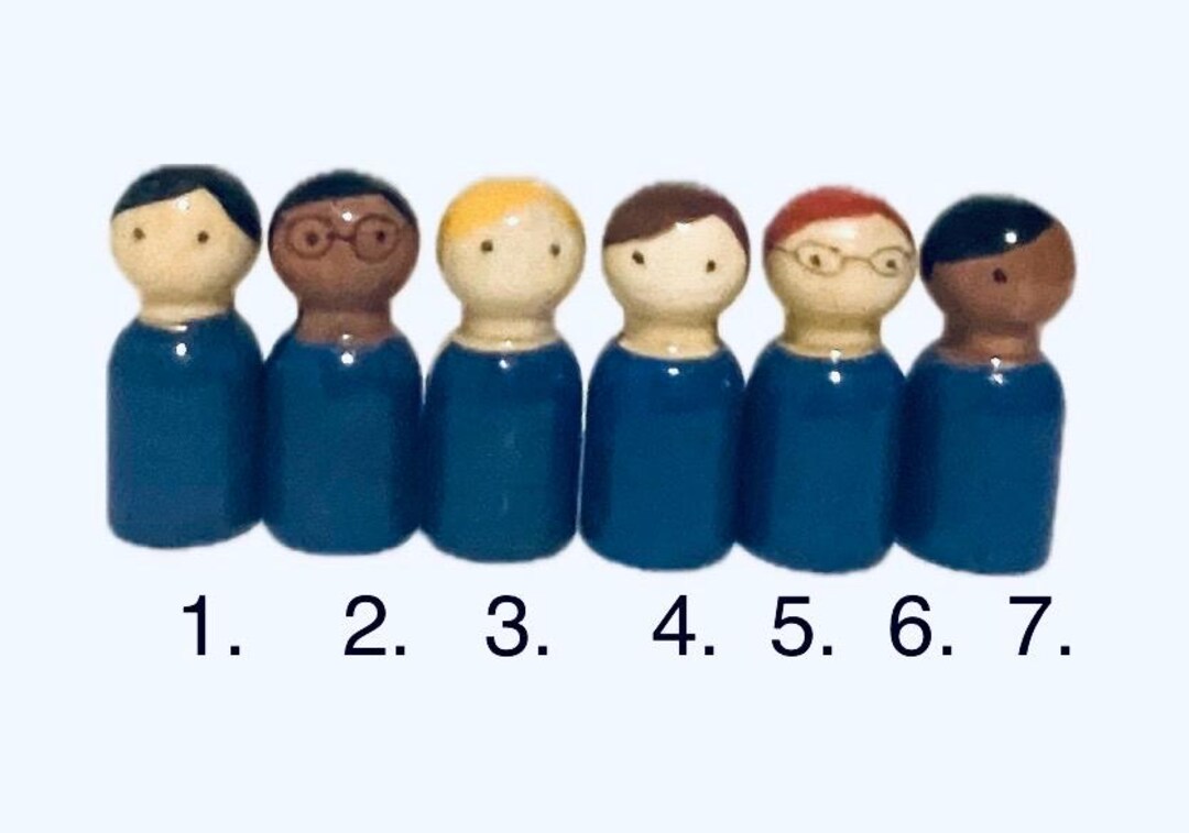 Hand Painted Family Wooden Peg Dolls . Children , Son and Daughter ...