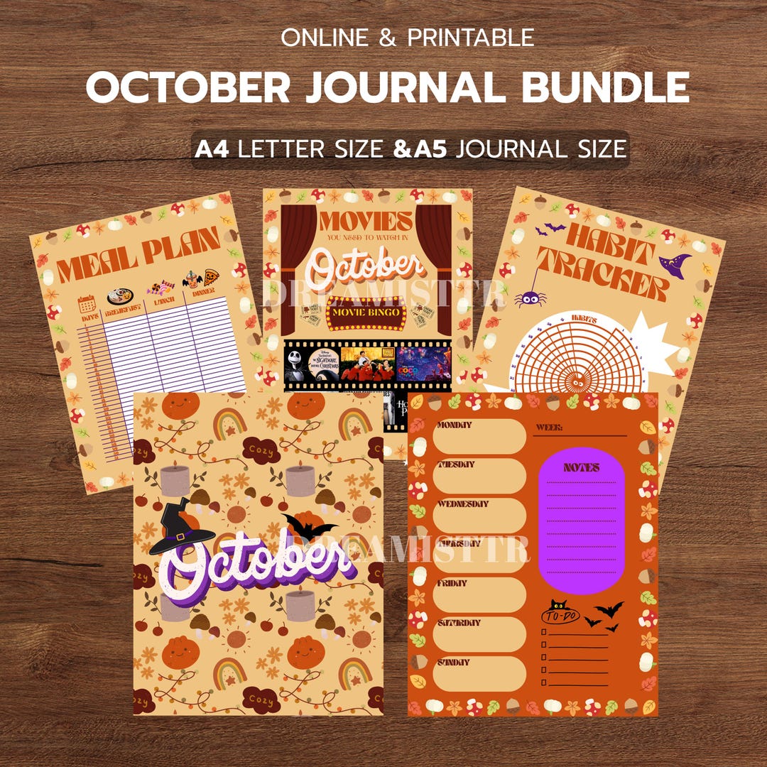 October Journal Bundle | Printable Fall Planner (A4 Letter Size) - Etsy
