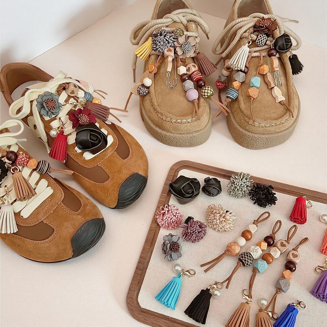 Wooden Bead Shoe Charm for Sneakers, Handmade Single Boho Lace ...