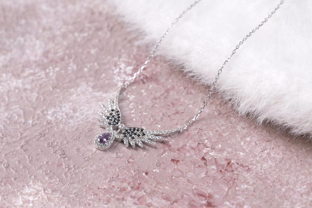 925 Silver Colorful Stone Angel Wing Necklace. “gift for Her ...