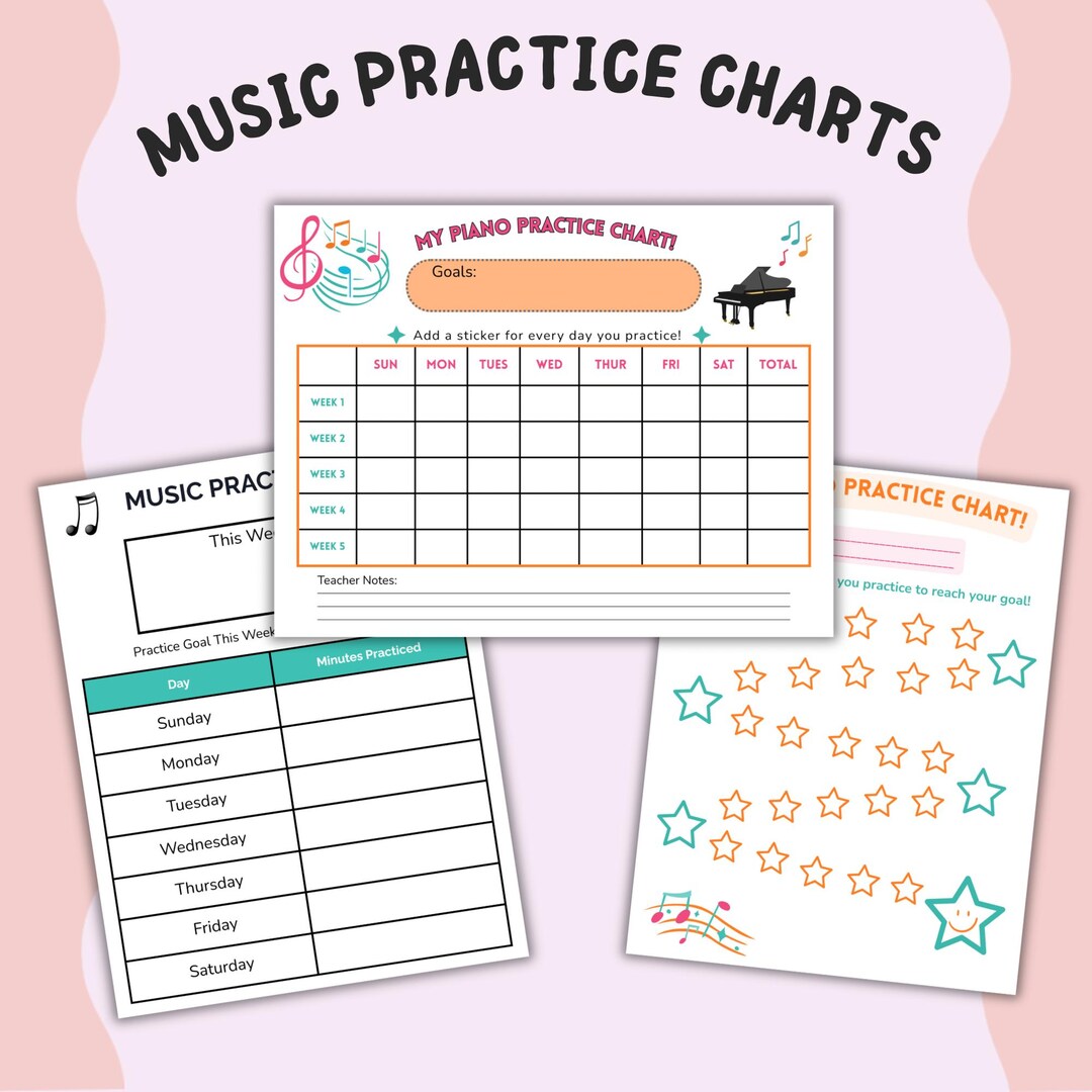 Piano Practice Log Printables | Music Practice Trackers for Students ...