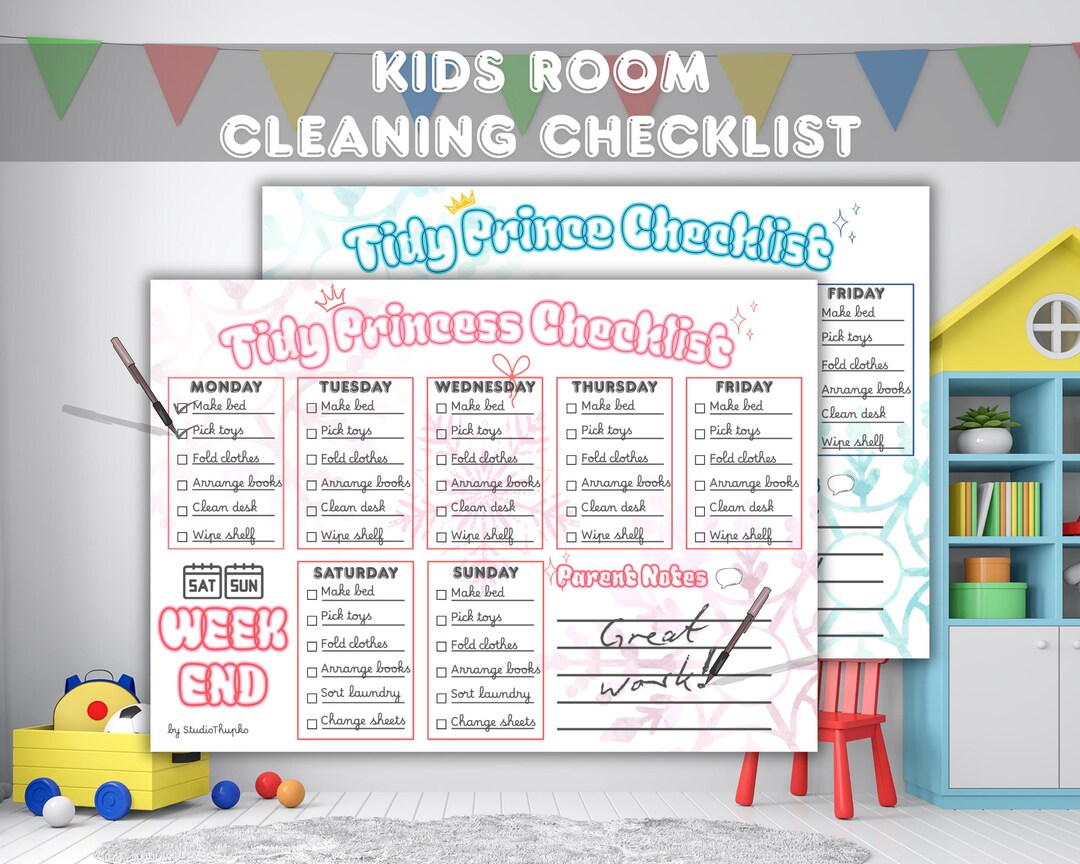 Printable Kids Cleaning Checklist Daily Chore and Routine Chart ...