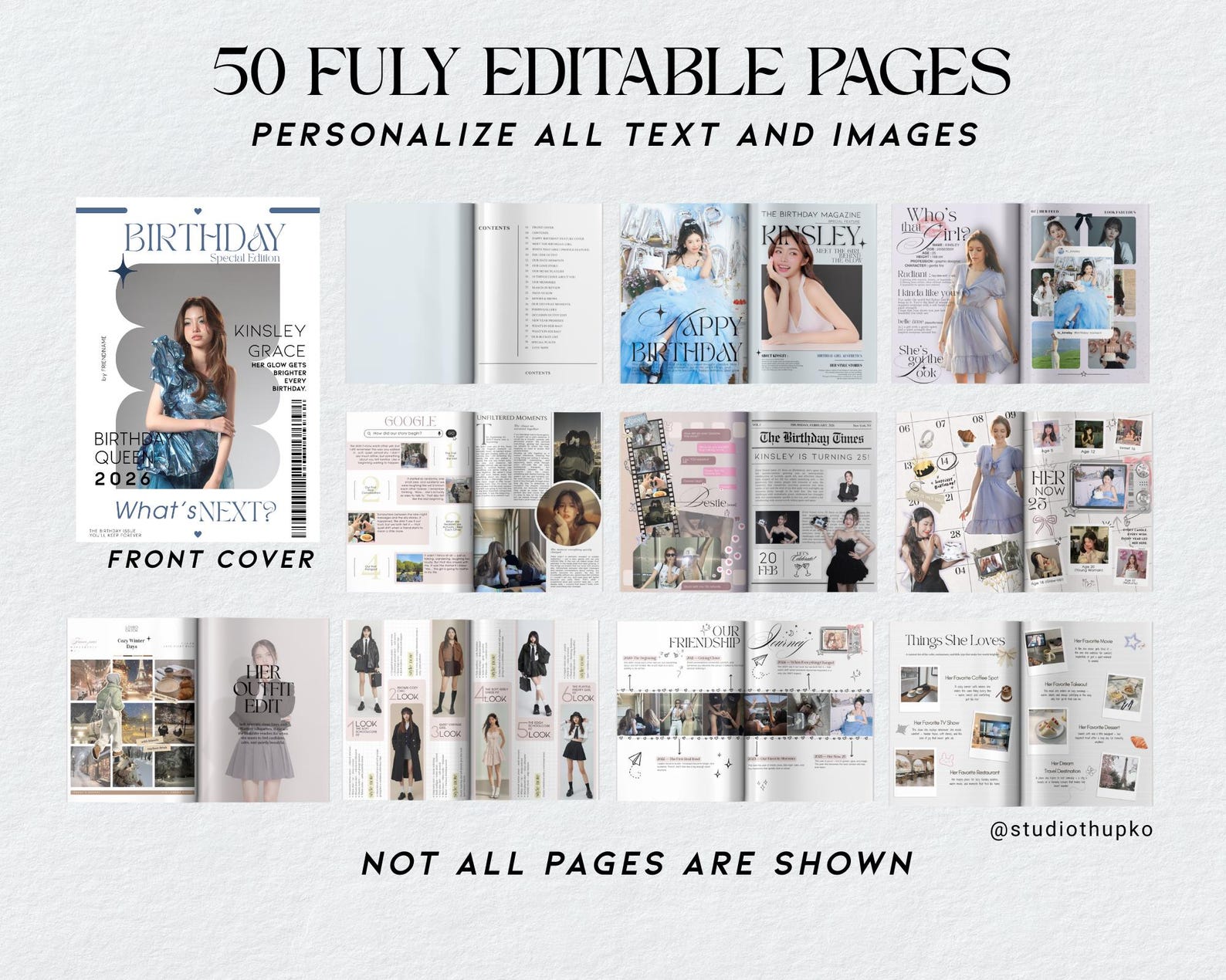 Birthday Magazine Template | Personalized Birthday Gift | Aesthetic ...
