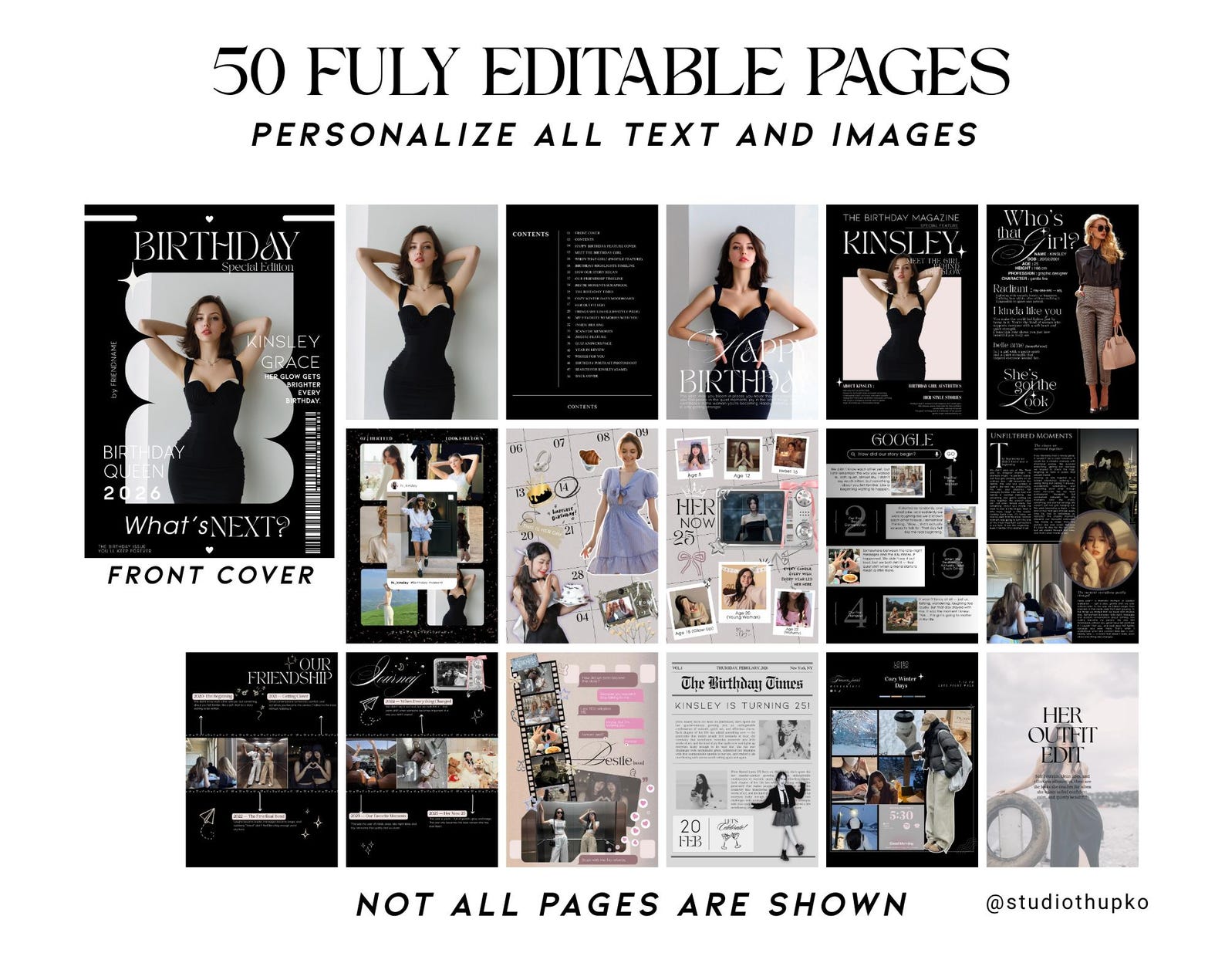 Aesthetic Birthday Magazine Template | Vogue-inspired Gift | 50 Pages ...